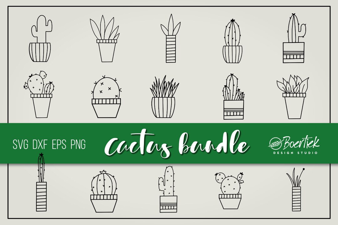 Cactus Bundle Hand Drawn SVG Cut Files - Etsy