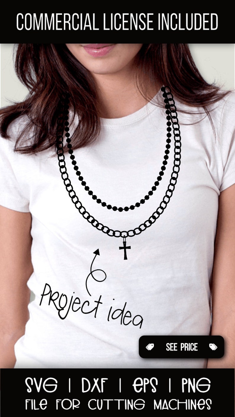 Necklace With Cross, SVG Cut File - Etsy