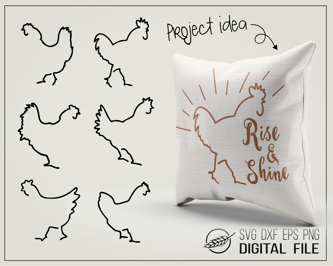 Chicken Line Art Digital Download Svg Dxf Eps Png Cut Files for Cutting ...