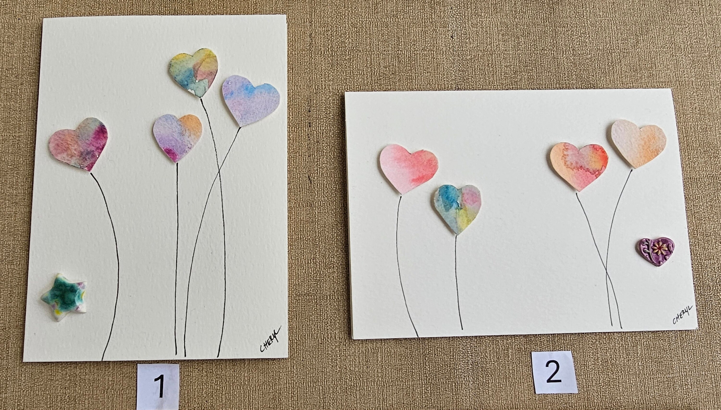 8 Different 5 X 7 Handmade Watercolor Greeting Cards, Each Has Small ...