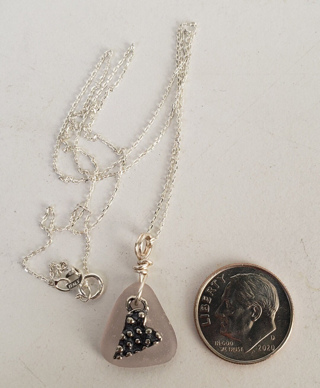 Rare PALE Light Purple Authentic Sea Glass With a Sterling Silver ...