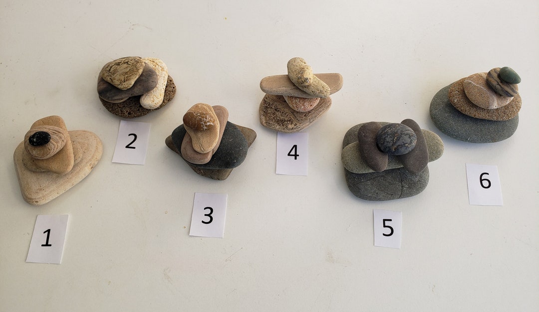 6 Different Stacked Stone/rock Cairns, MINIATURE Size GLUED Together ...