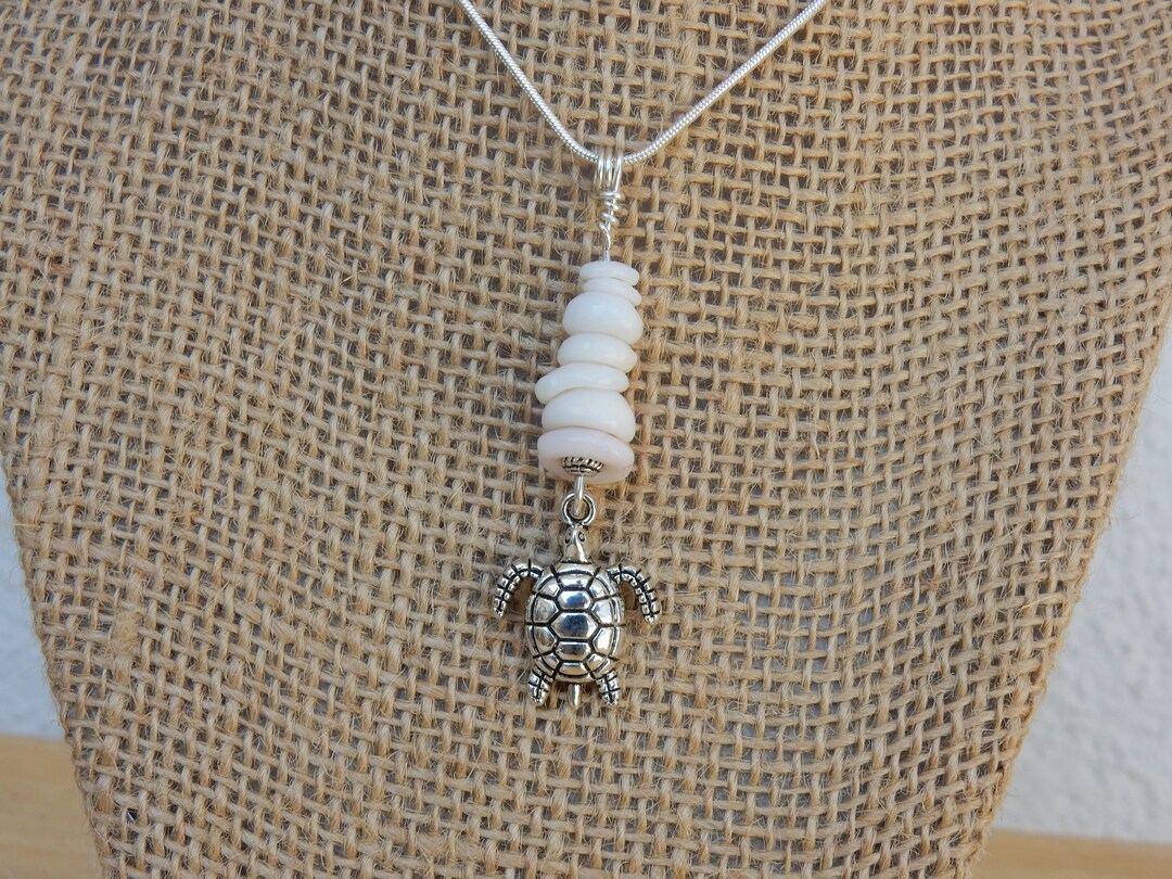 Puka Shell Necklace, Turtle Charm, Puka Shell Pendant, Puka Shells ...