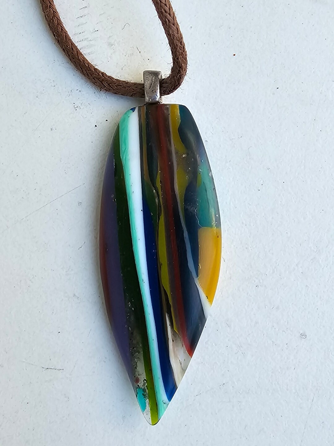 Surfboard Shaped Surfite Carved Pendant Necklace, Upcycled Jewelry ...