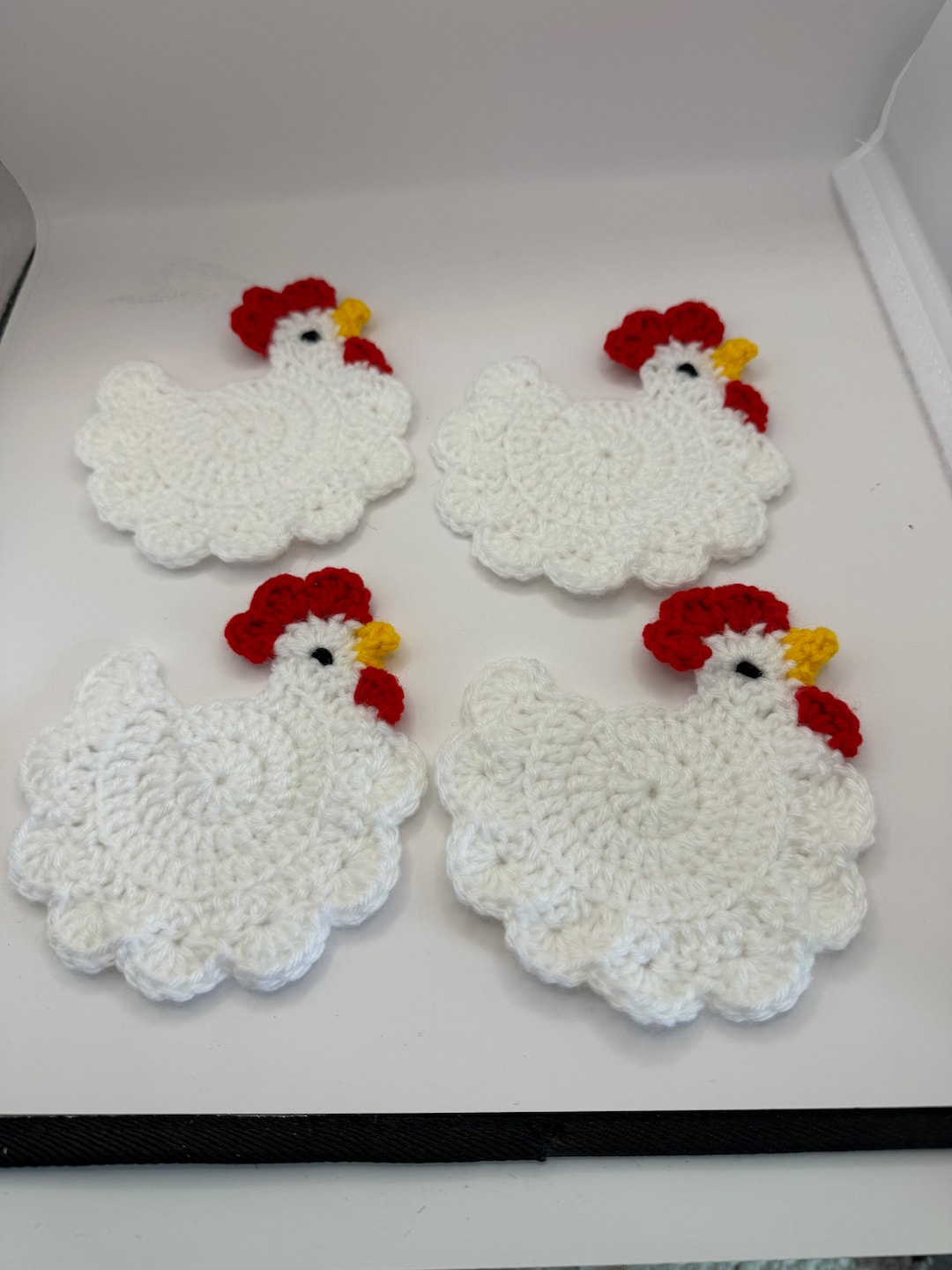 Hand Crochet Chicken Coasters Set of 4 - Etsy