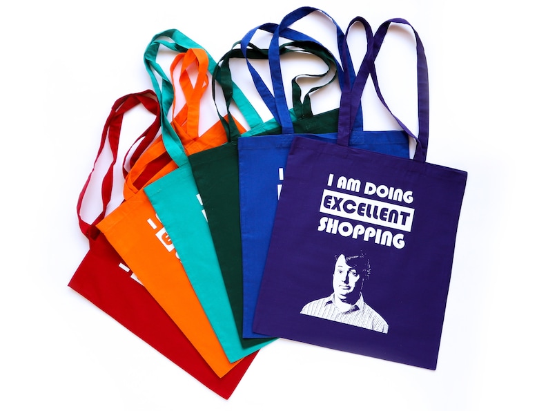 Peep Show - I'm Doing Excellent Shopping - Screen Printed Cotton Tote ...