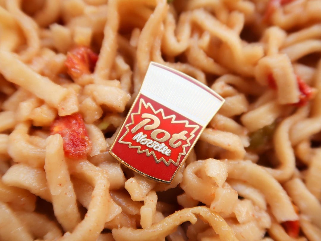 Pot Noodle Beef and Tomato Hard Enamel Pin - Instant Cup Noodles Snack ...