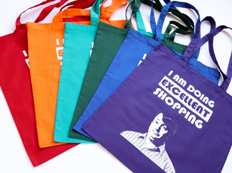 Peep Show - I'm Doing Excellent Shopping - Screen Printed Cotton Tote ...