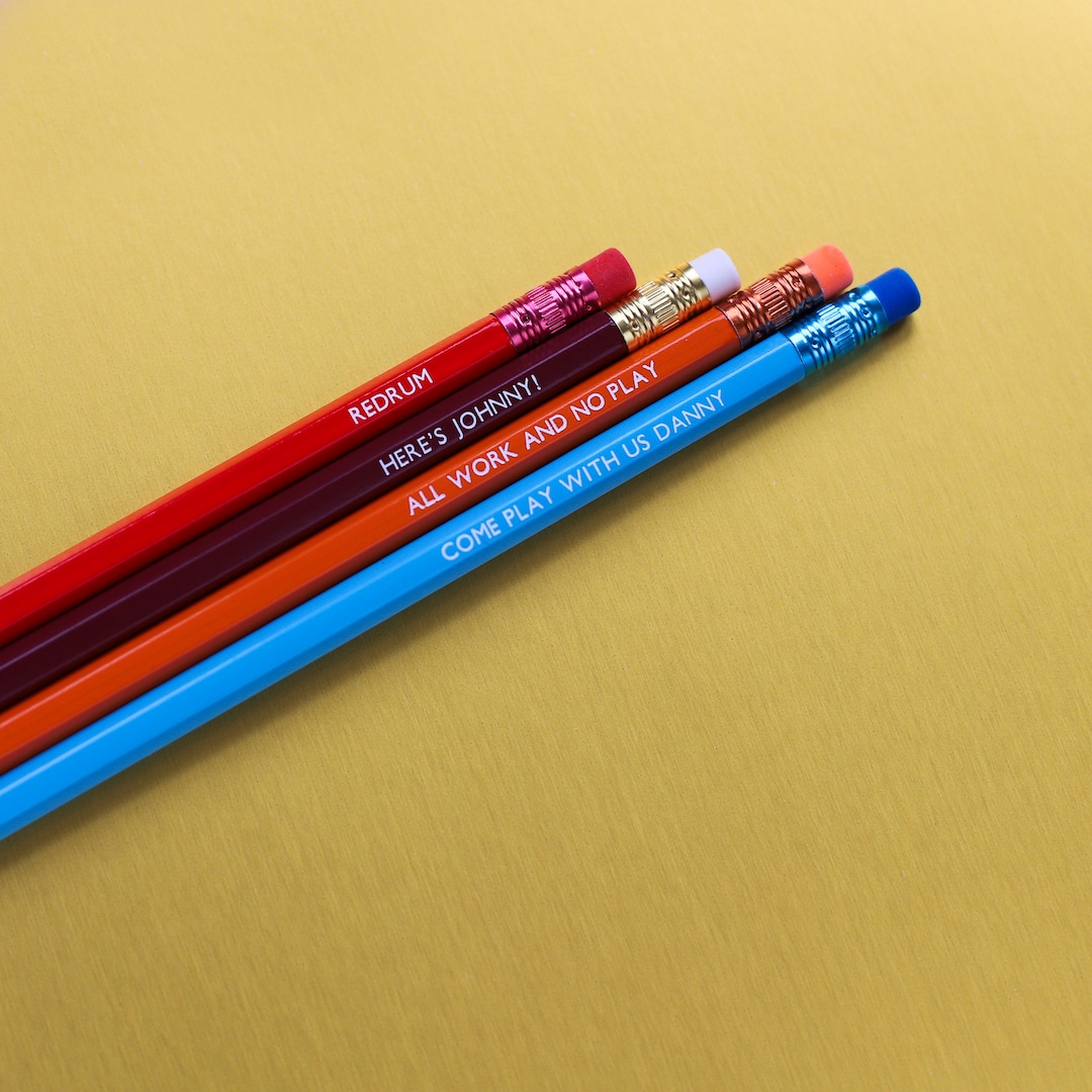 The Shining Pencil Set X4 -red, Brown, Orange, Blue Custom Phrases -overlook Hotel Stanley ...