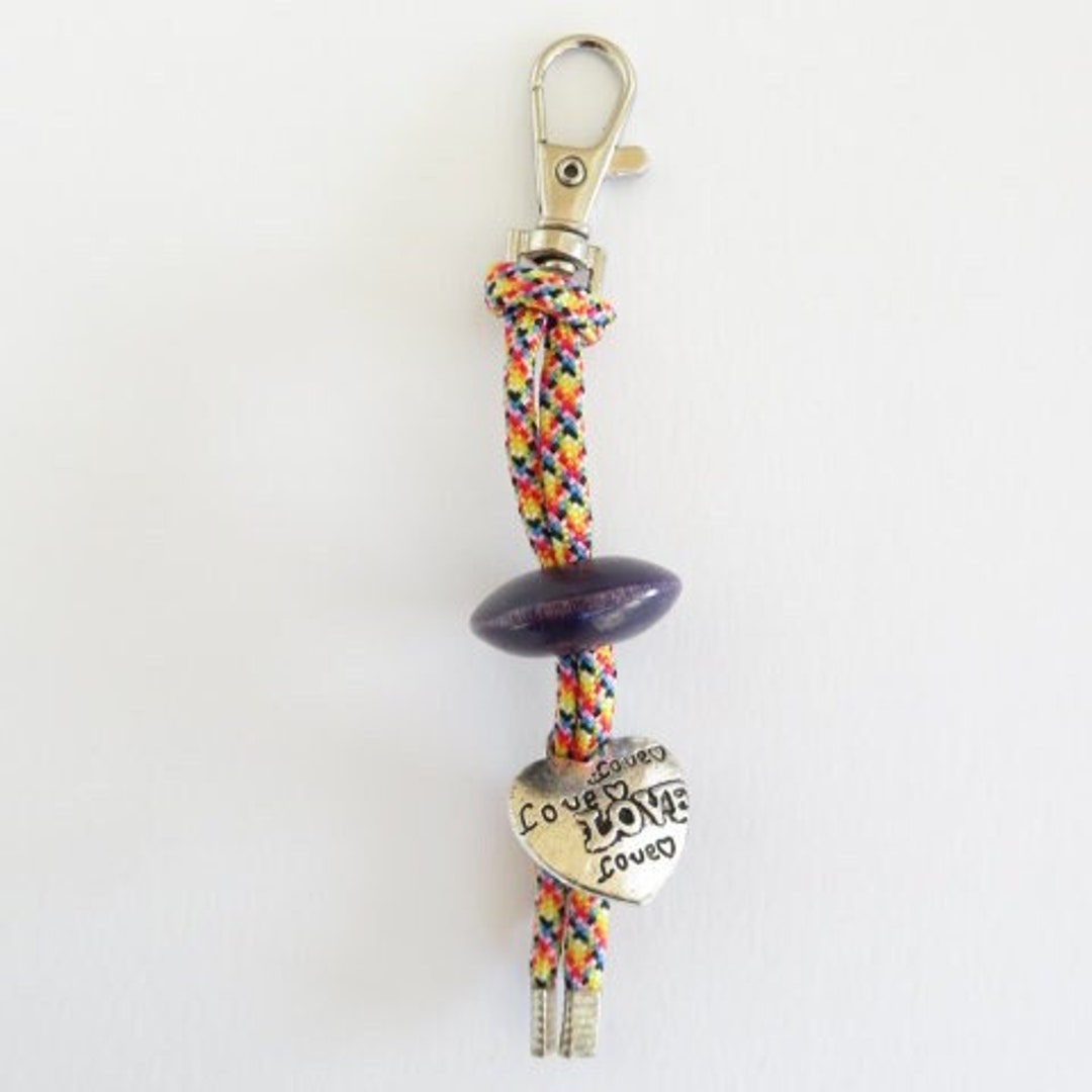 Cord Key Ring With Metal Heart Ref.17681bis - Etsy