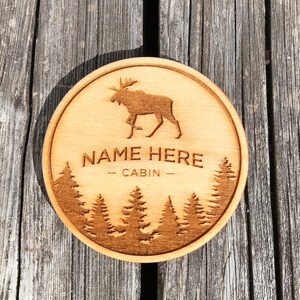Custom Engraved Wooden Cabin Coasters - Etsy