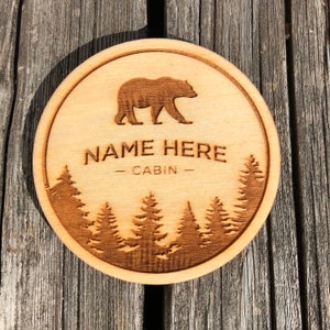 Custom Engraved Wooden Cabin Coasters - Etsy