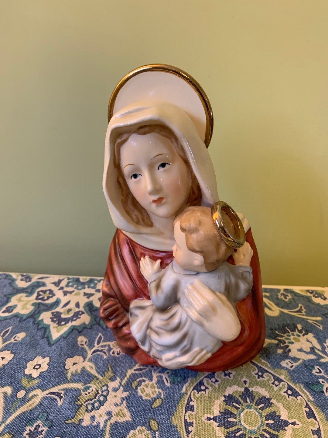 VTG Italian Style Virgin Mary With Child - Fine Porcelain Figurine ...