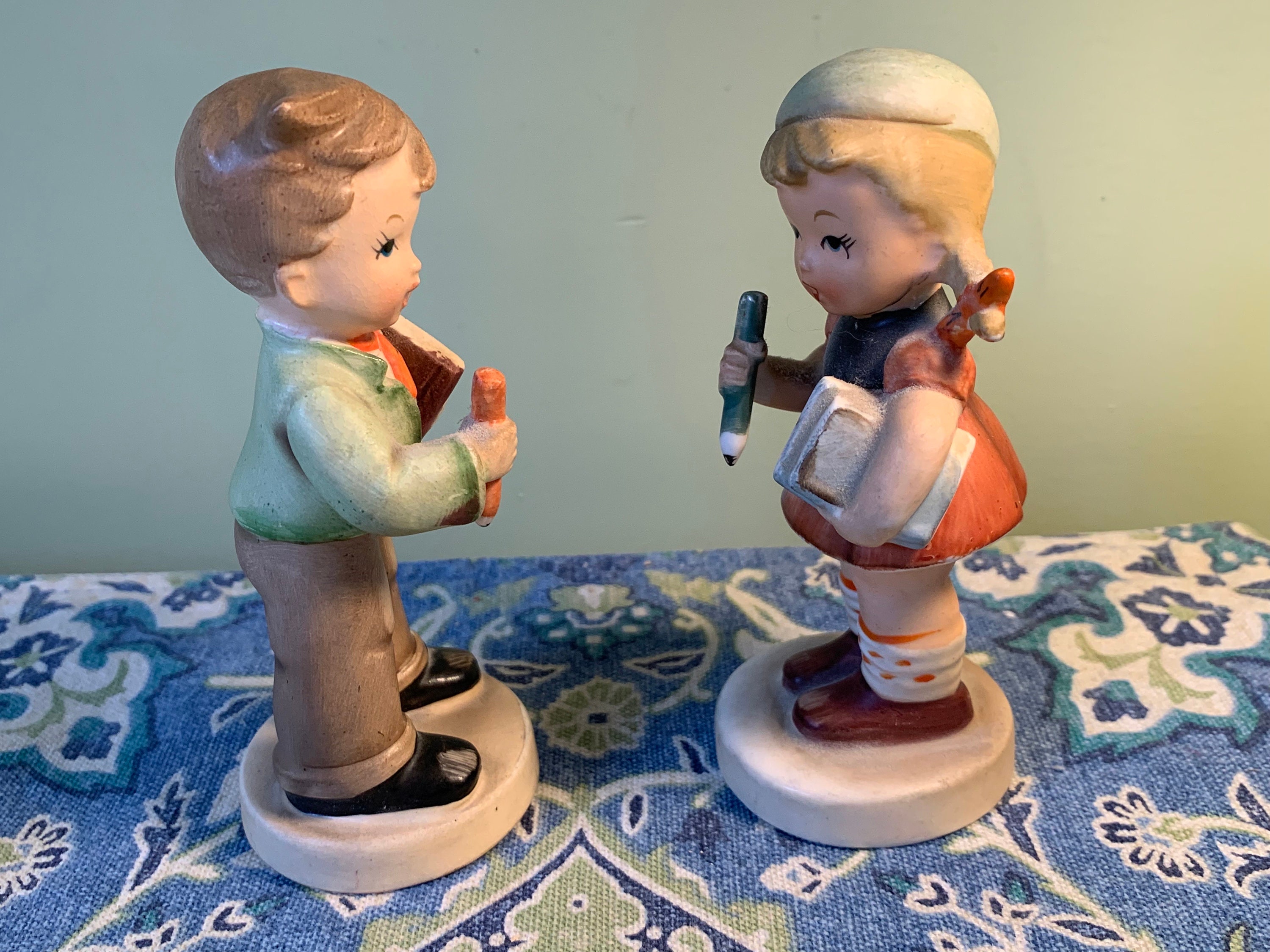 Hummel-like Boy and Girl School Teacher Gift Porcelain Twins Gloria ...