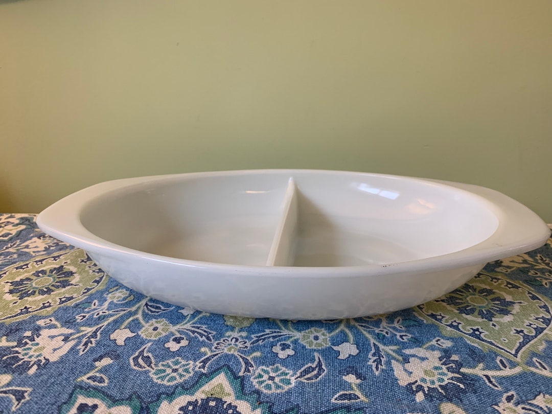 Pyrex Opal White Divided Plate Serving Dish Cooking Plate 1 1/2 QT ...