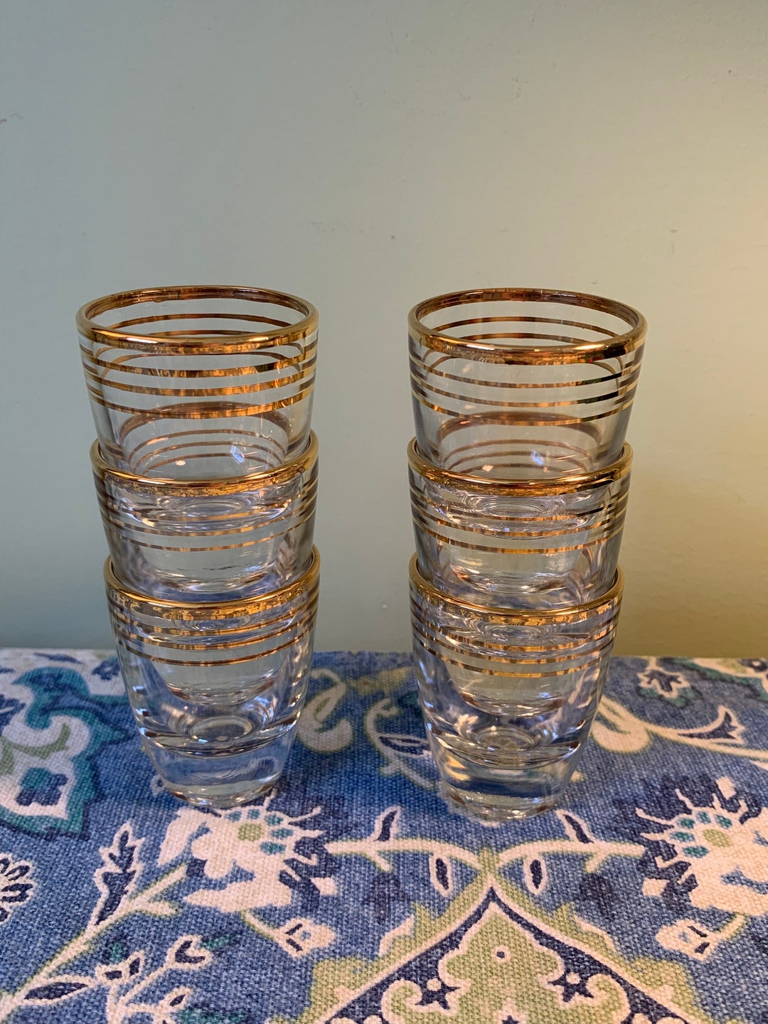 VTG France Mini Drinking Glass Barware Clear With Gold Trim - Digestive ...
