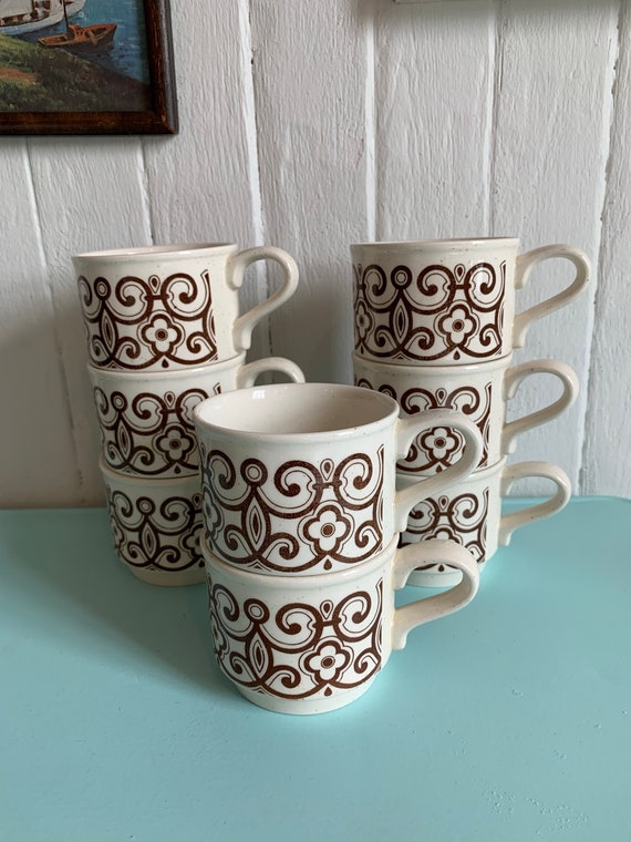 VTG Biltons England Stacking Mug Kit Brown Floral Pattern - Etsy