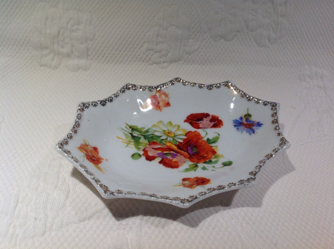 Prov Saxe ES Germany Oval With Flower Porcelain Dish Small Oval Soup ...