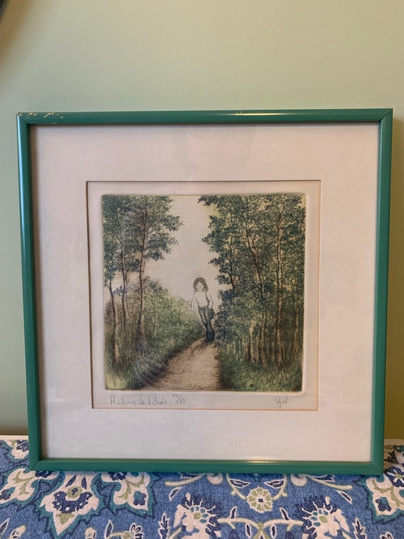 VTG Gil Signed Artist Frame Serigraphy Back From School | Etsy