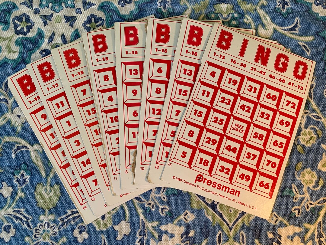 Vintage Cardboard Bingo Card Set DIY Project Pressman Card Ephemera ...