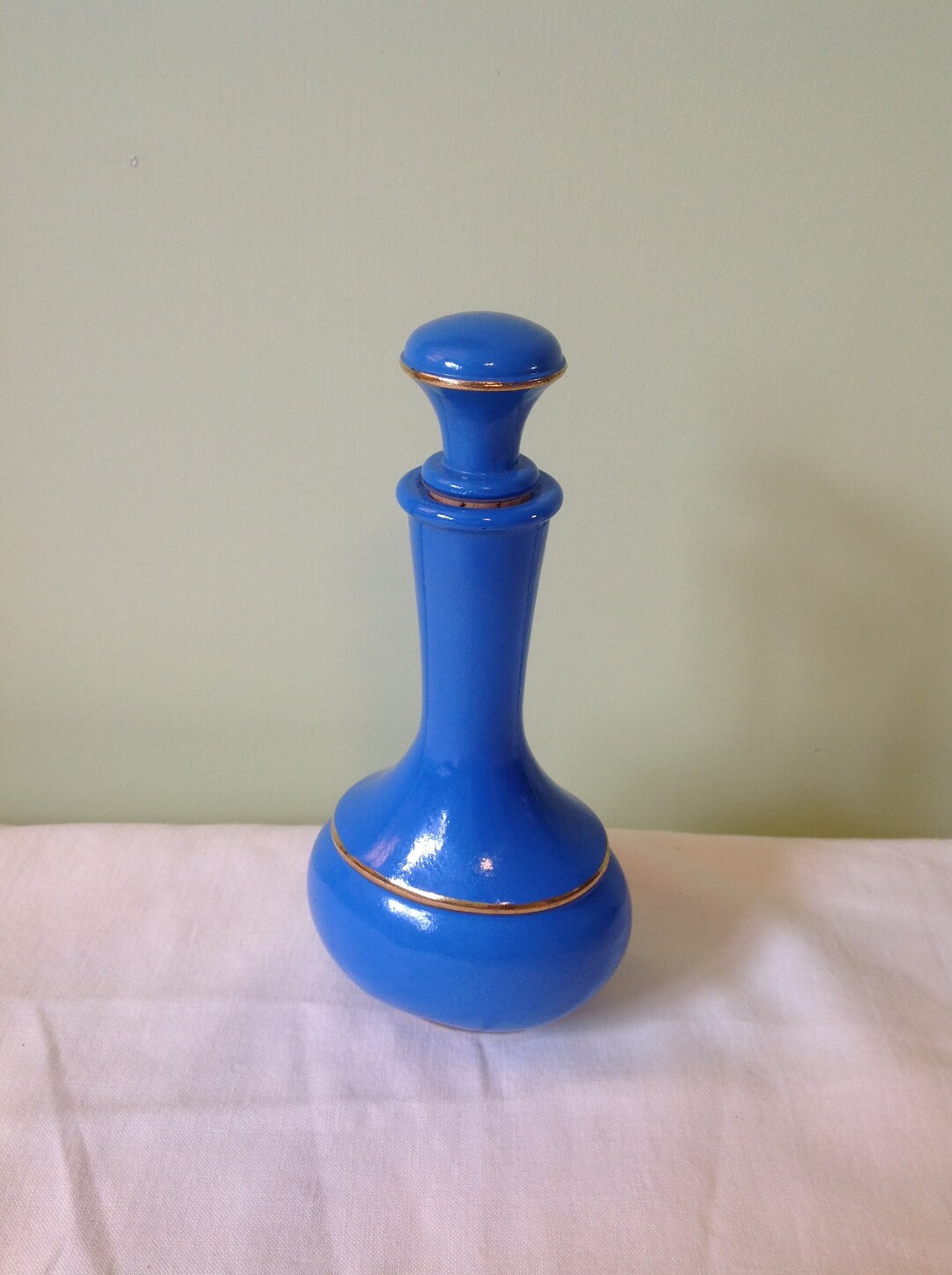 Vintage Avon Blue With Gold Trim Bootle - Bubble Bath Glass Blue With ...