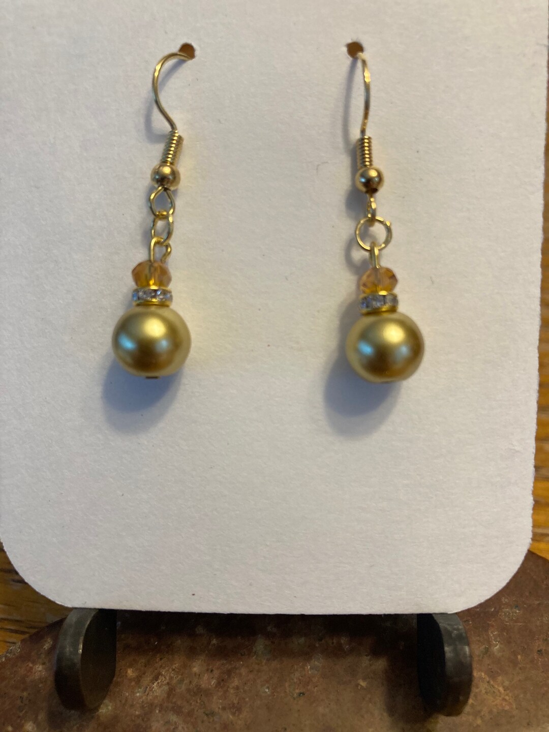 Pendientes de perlas de oro / cristal - Etsy España