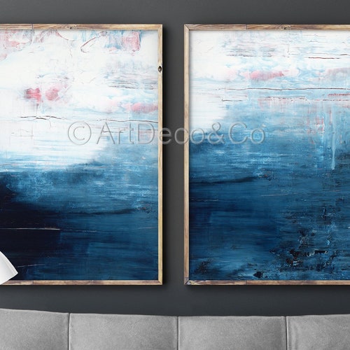 Indigo Blue Abstract Wall Art Navy Blue Watercolor Print | Etsy