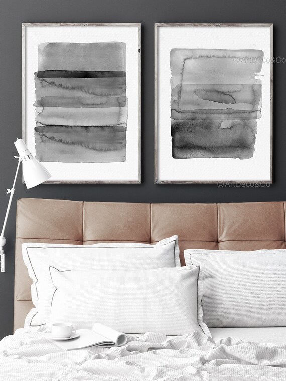 Extra Large Watercolor Geometric Abstract Painting Set of 2 | Etsy