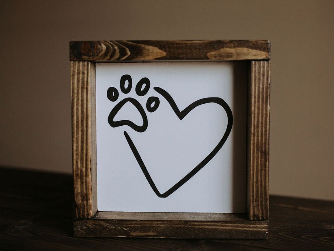 Paw Print / Wood Signs / Home Decor / Fur Baby / Dogs / Paw Heart ...