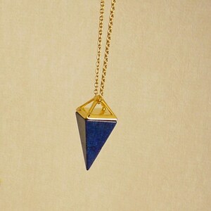 Lapis Lazuli Necklace Pyramid Blue Point Necklace Charm Choker Gemstone ...