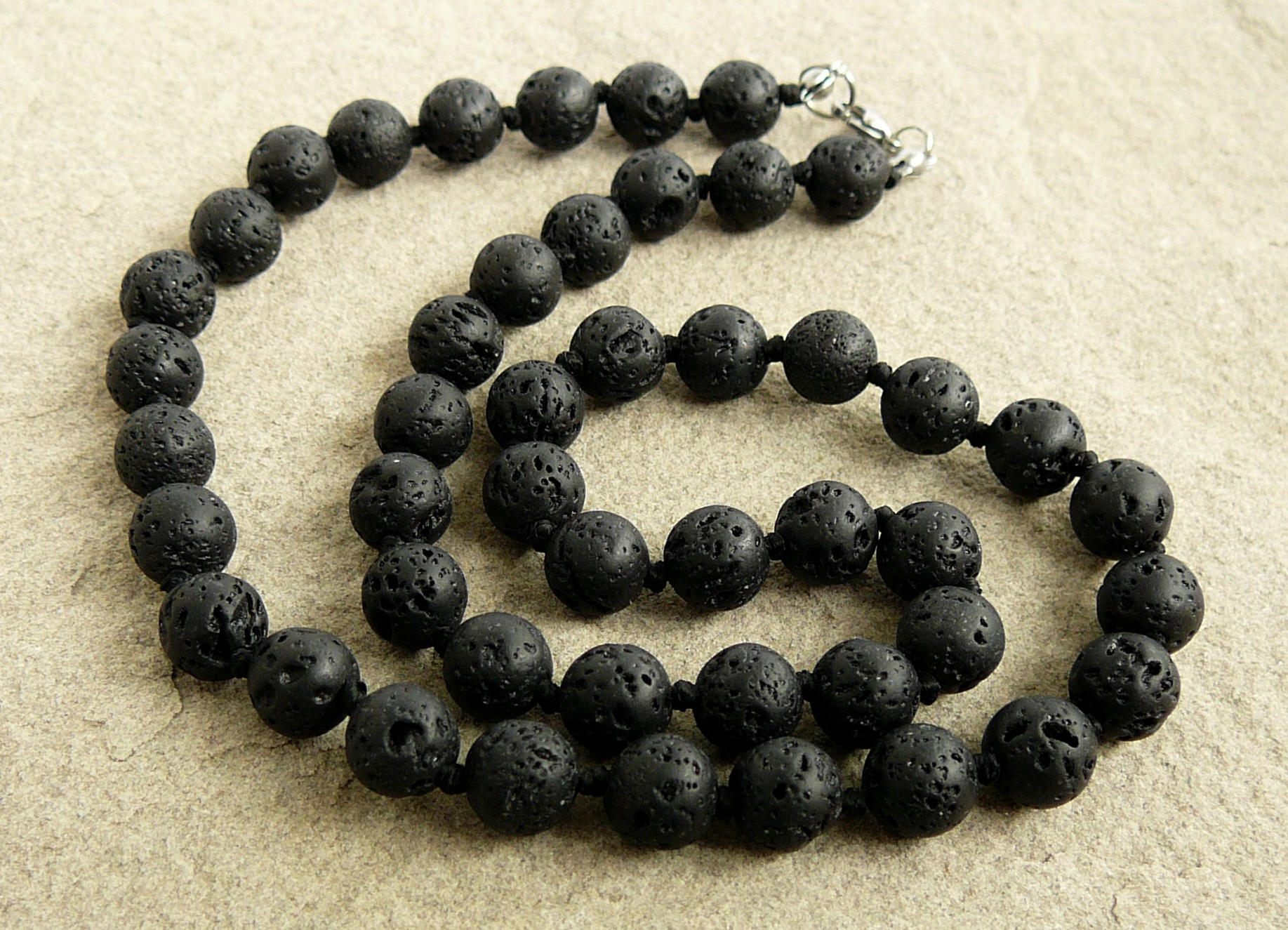Lava Rock Necklace 8mm Black Lava Rock Bead Necklaces for Men | Etsy