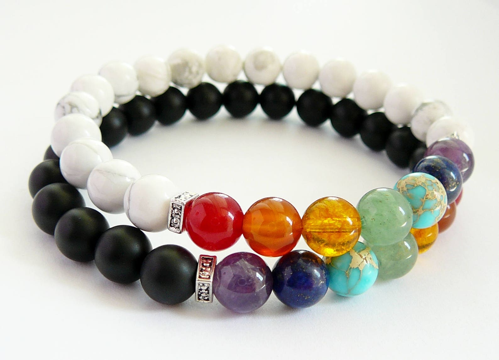 Couples Bracelet Chakra Bracelet Set for His and Hers Mala Bracelet 7 ...