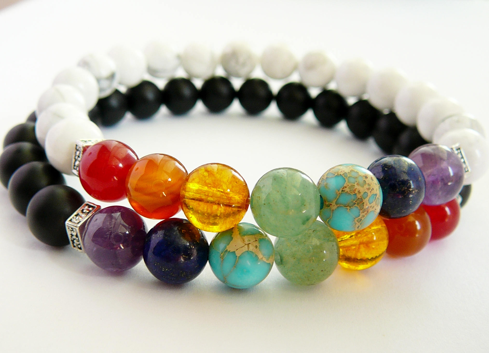 Couples Bracelet Chakra Bracelet Set for His and Hers Mala Bracelet 7 ...