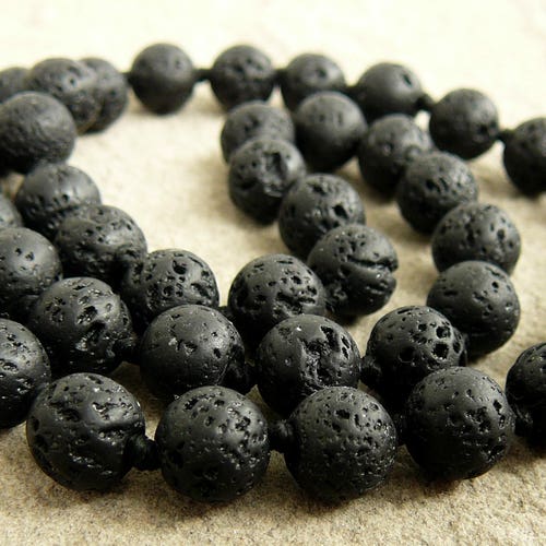 Lava Rock Necklace 8mm Black Lava Rock Bead Necklaces for Men | Etsy