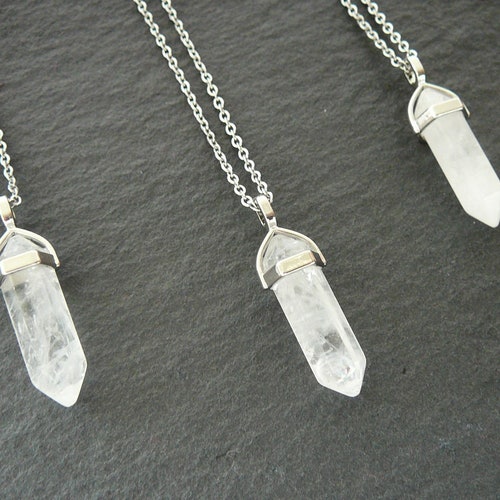 Silver Dipped Raw Quartz Crystal Point Necklace Rough Clear - Etsy