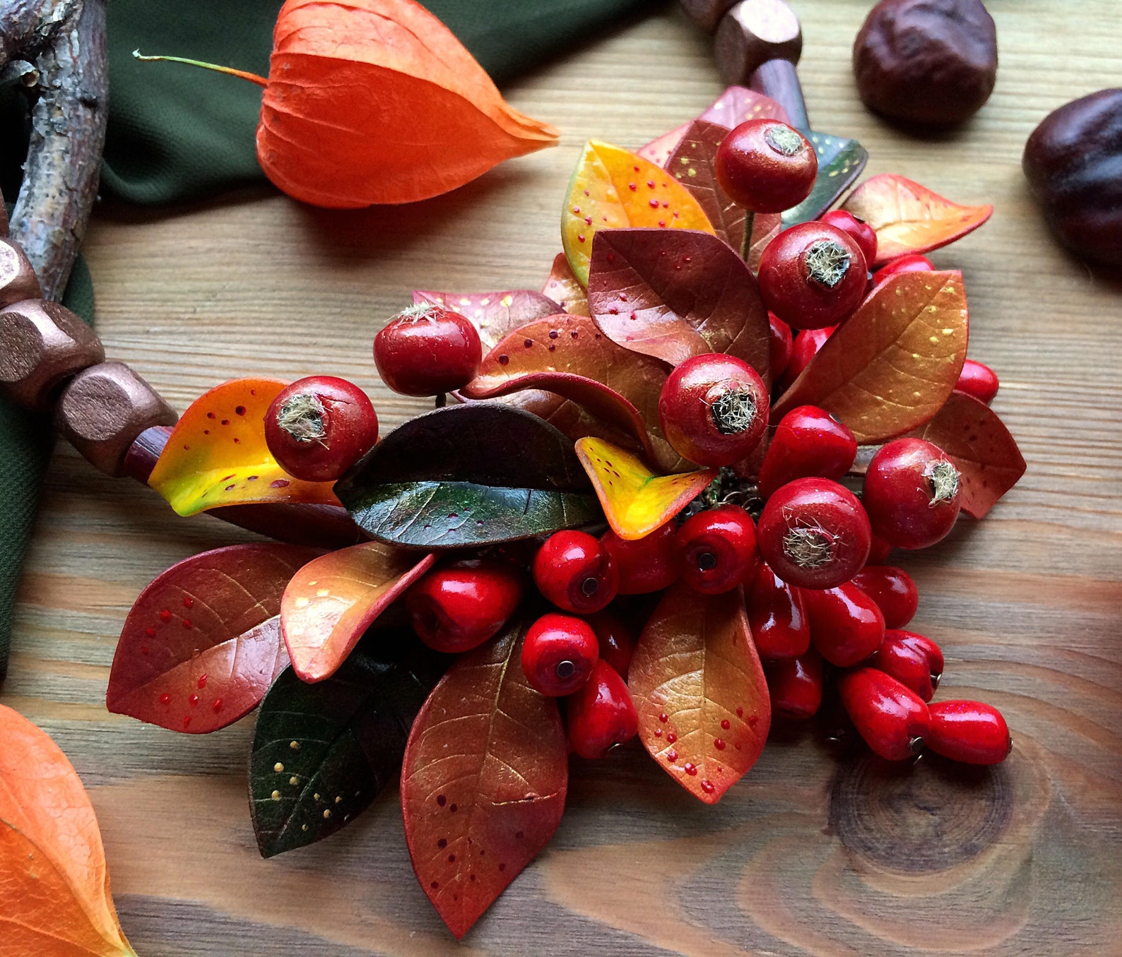 Fall Autumn Berry Necklace Fall Color Jewelry Dogwood Rosehip | Etsy