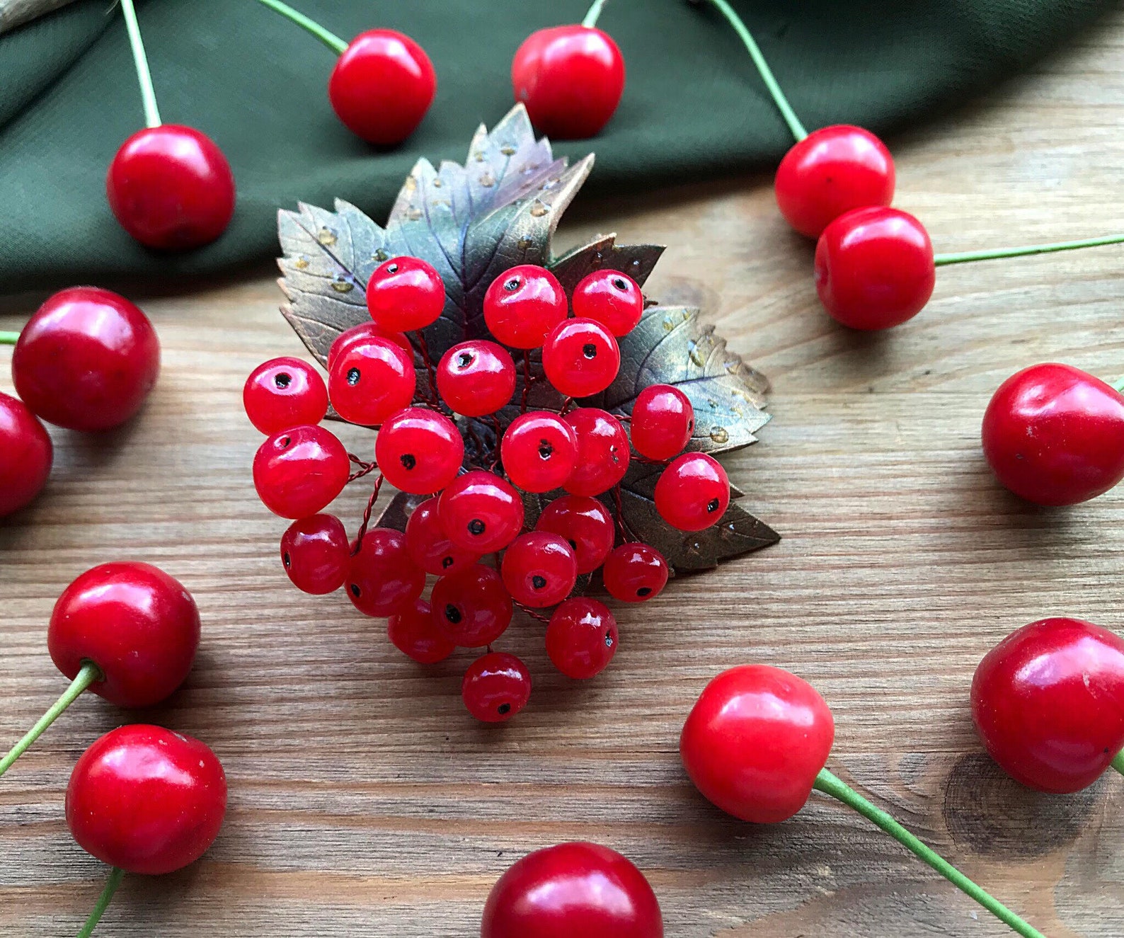 Red Viburnum Brooch Berry Big Pin Closure Botanical Plant | Etsy