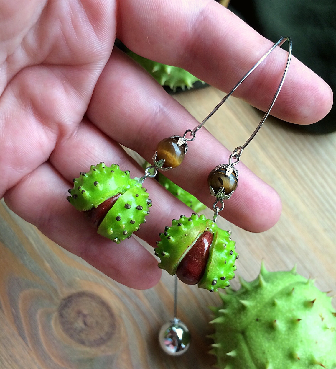 Conker Buckeye Chestnut brooch Pin Closure & Earrings Fall | Etsy