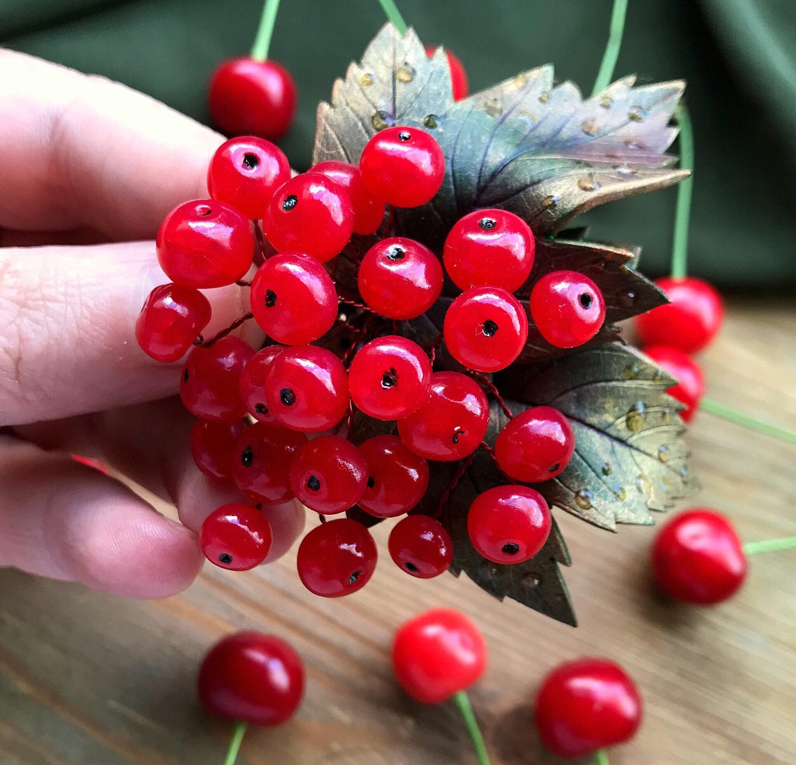 Red Viburnum Brooch Berry Big Pin Closure Botanical Plant | Etsy