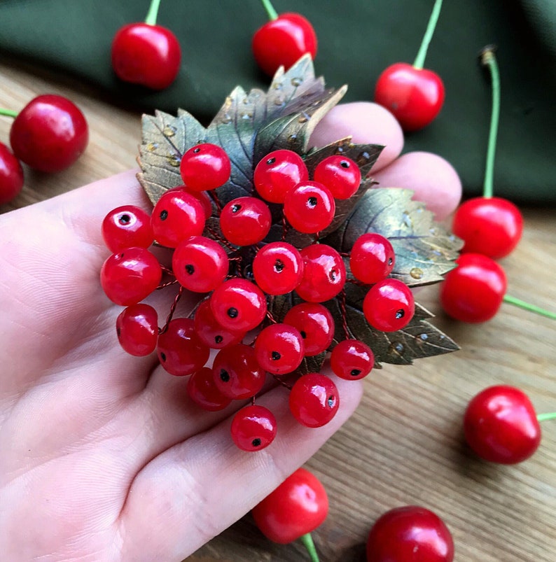 Red Viburnum Brooch Berry Big Pin Closure Botanical Plant - Etsy