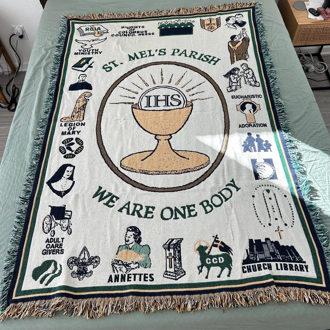 Vintage Catholic Church Tapestry Throw Blanket - Etsy