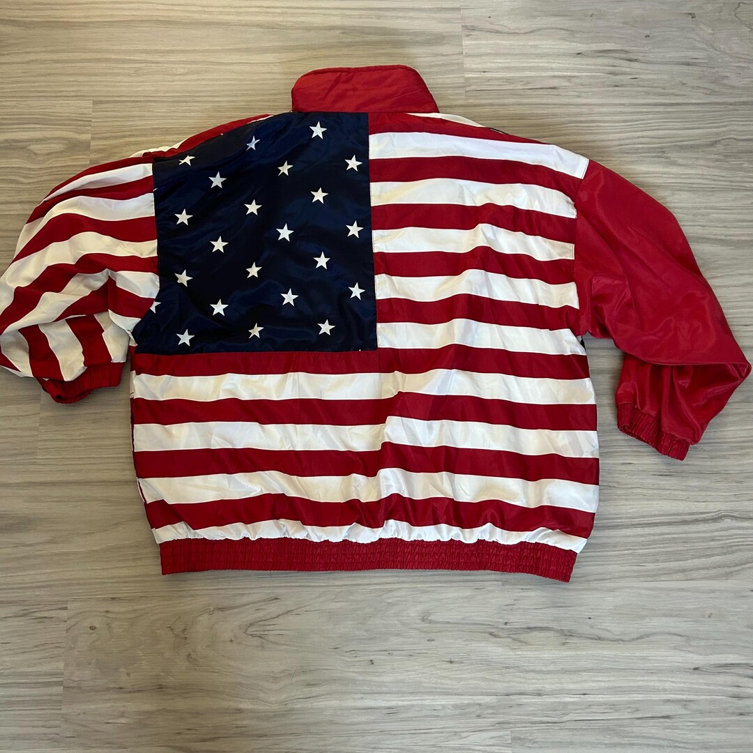 Vintage American Flag Windbreaker Size 24W Active Horizon - Etsy