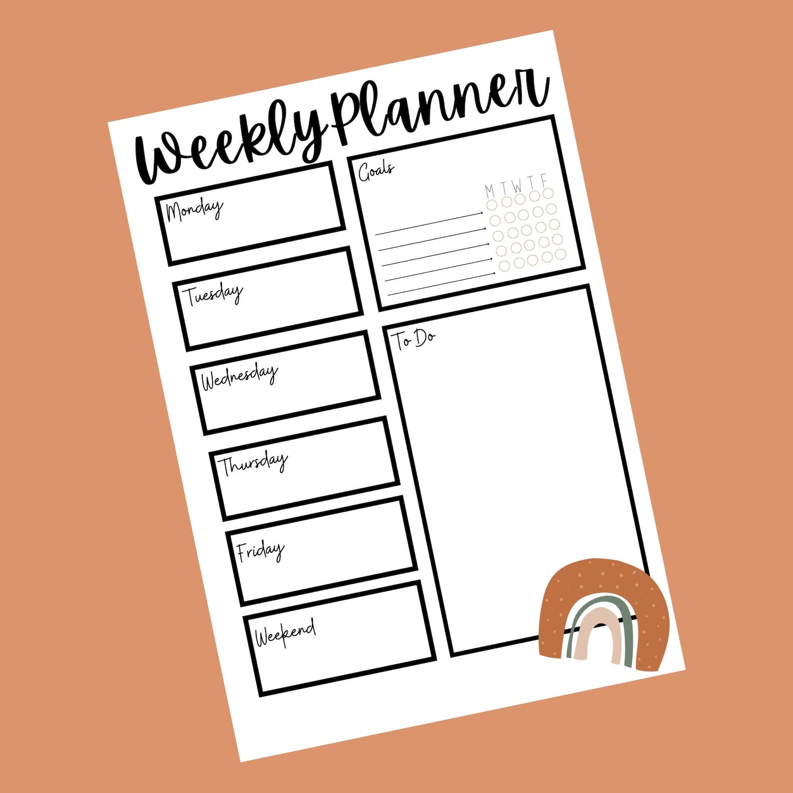 Weekly Planner Printable - to Do List - Goal Tracker - Digital ...