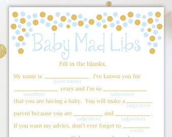 Baby Shower Mad Libs Game Baby Shower Game Template | Etsy