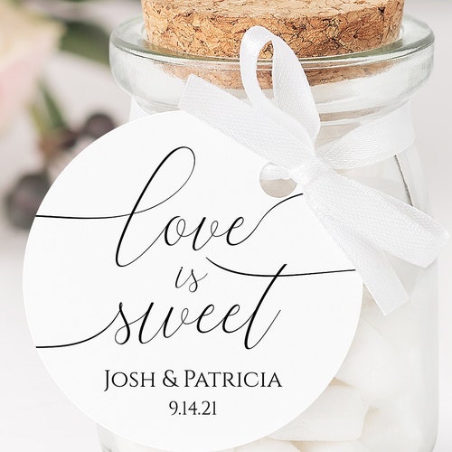 Round Wedding Tag Label Bridal Shower Favor Sticker Template - Etsy