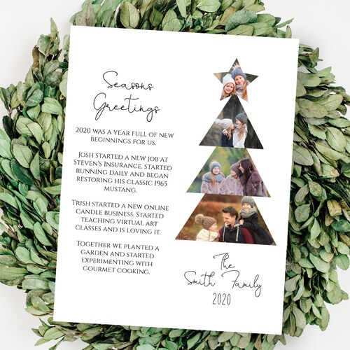 Christmas Card Template Year in Review Infographic Digital | Etsy