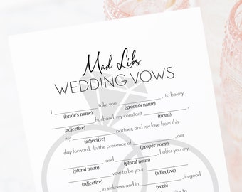 Mad Libs Wedding Vow Bridal Shower Game - Etsy