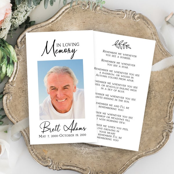 Funeral Prayer Cards - Etsy