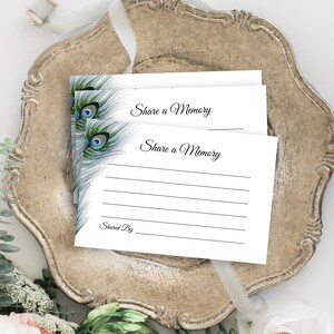 Peacock Feather Memorial Share a Memory Card, Celebration of Life ...