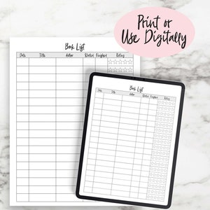 Book List Template Book Log Daily Plan Organize Printable - Etsy